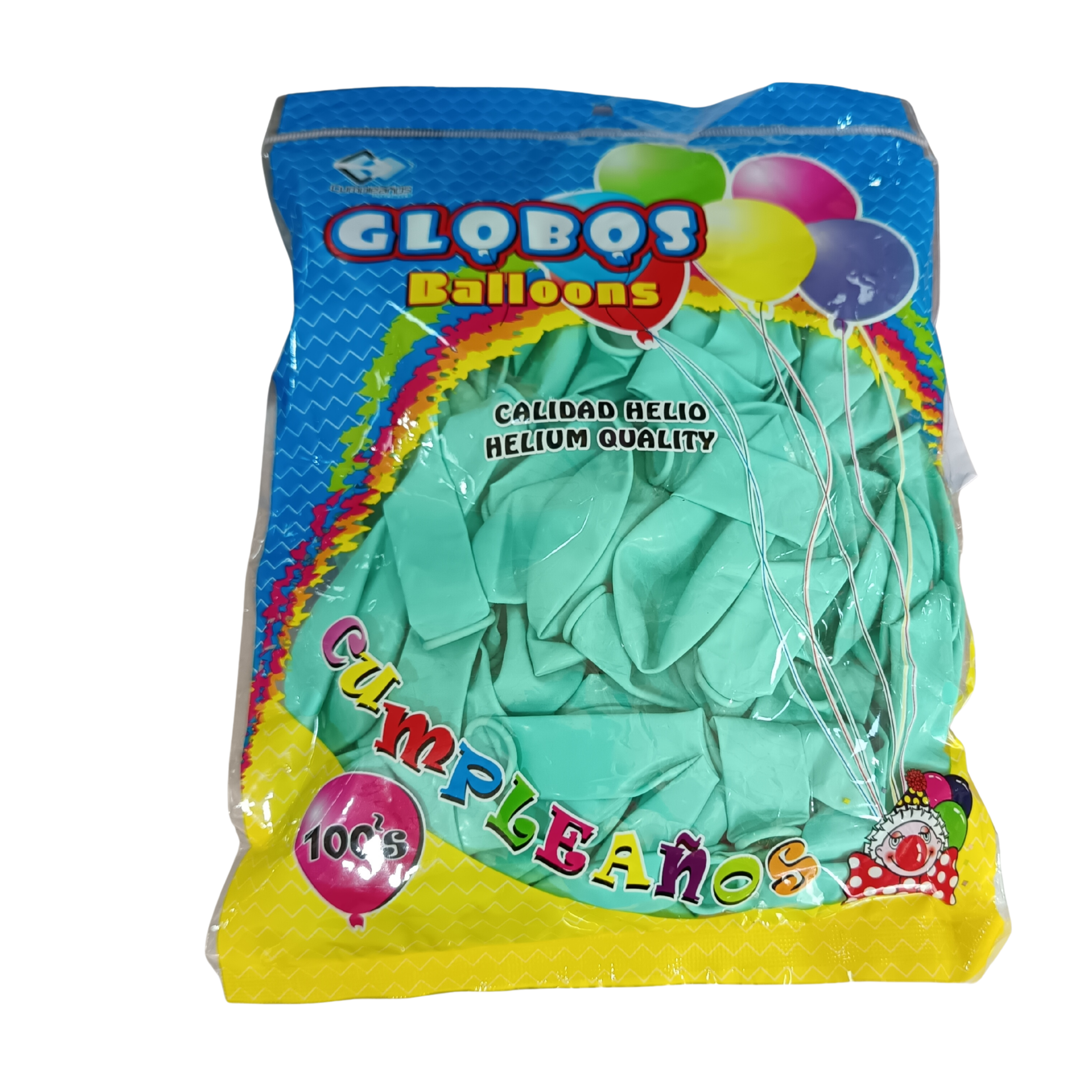 FUNDA DE GLOBOS CUMPLEANOS PASTEL AZUL 100U - Mercadomi